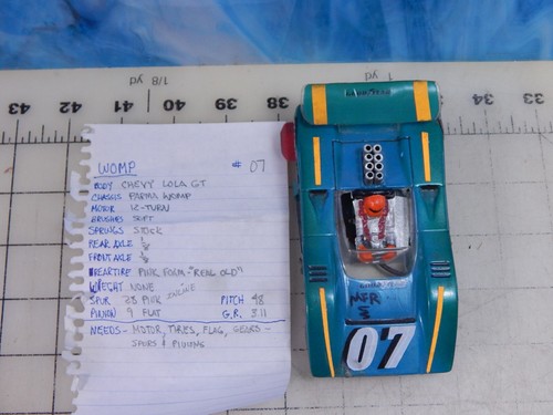Vintage 1/32 Parma womp Chassis, 12 turn motor model Slot Car Lola GT ...