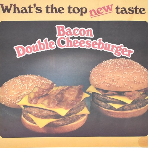 1982 Burger King Restaurant Broiled Whopper Bacon Cheese Double ...