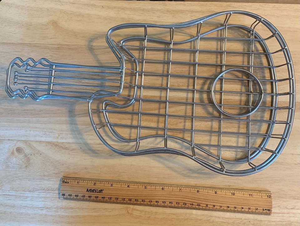 Lot of 2 - Guitar Shaped Wire Music Themed Chrome Chip & Dip Serving ...