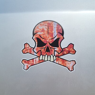 Rusty Rusted Metal Effect Crossbones Skull Vinyl Sticker For Car Helmet ...