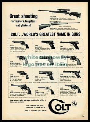 1959 COLT Revolver & Pistol AD Python Cobra Govt Commander Woodsman 12 ...