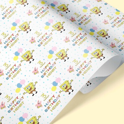 SPONGEBOB Personalised Wrapping Paper / Add Name / Birthday Spongebob ...