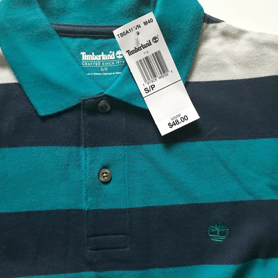 NWT Timberland Men's Millers River Striped Rugby Polo Shirt A1KVN All ...