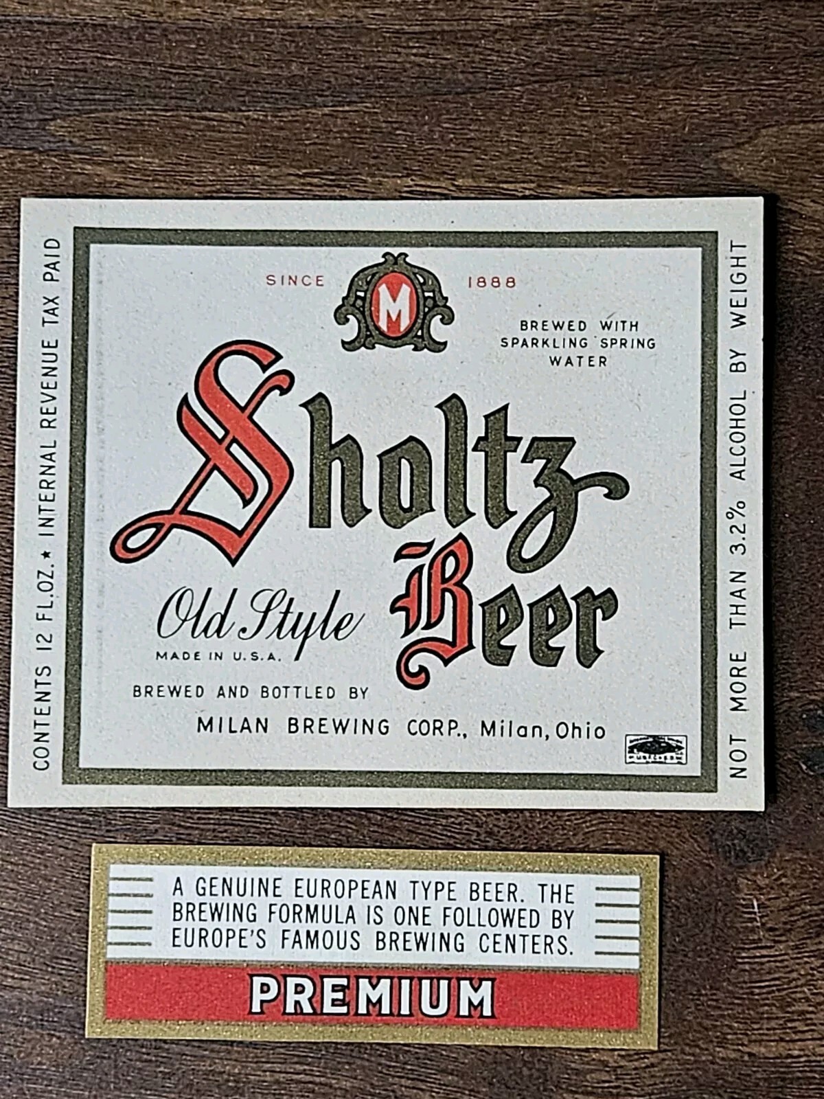 Milan Ohio Brewing Beer Bottle Lot Of 4 Labels Sholtz Old Bohemian ...