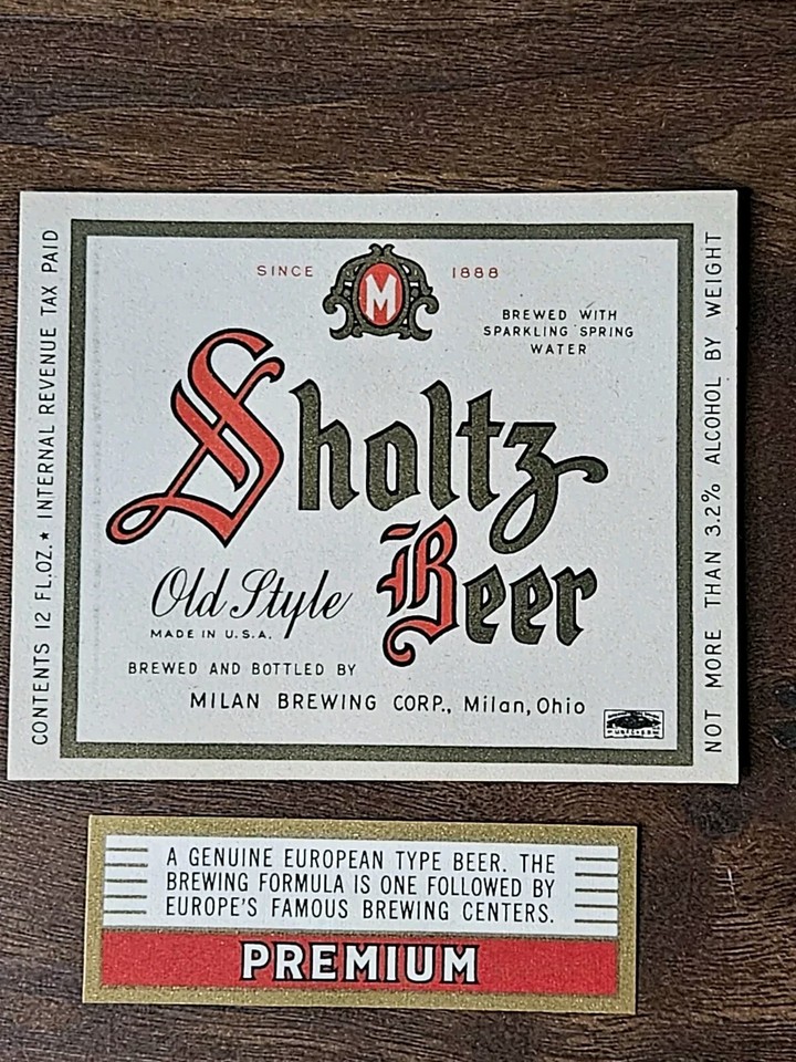 Milan Ohio Brewing Beer Bottle Lot Of 4 Labels Sholtz Old Bohemian ...