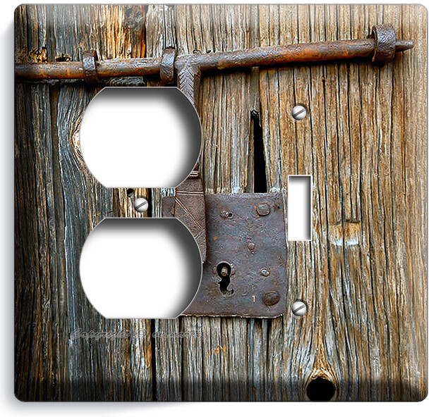 RUSTED BURN DOOR LOCK LIGHT SWITCH OUTLET WALL PLATES ROOM RUSTIC ...