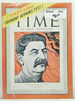 Oct 27, 1941 TIME Magazine- Soviet Joseph Stalin on cover — V Good | eBay