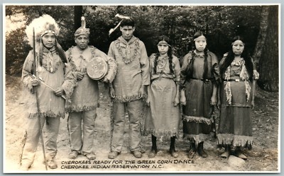 CHEROKEE INDIAN RESERVATION GREEN CORN DANCE ANTIQUE REAL PHOTO ...