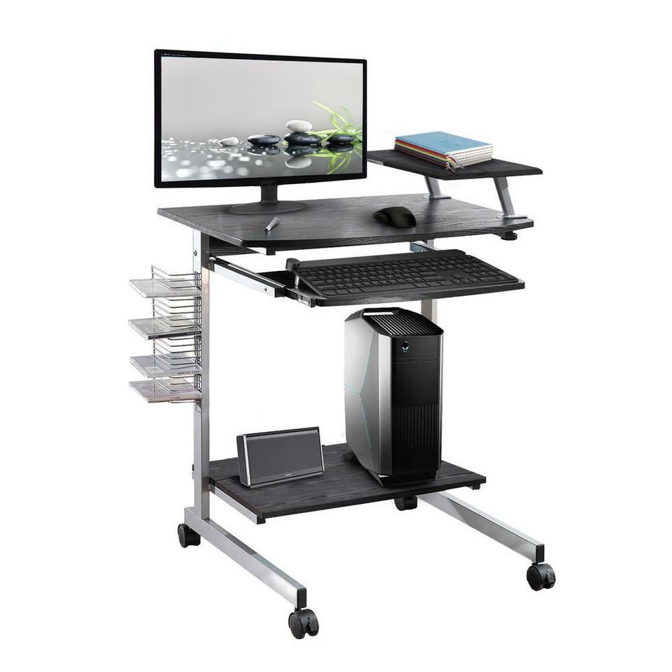 Espresso Mobile Desk Computer Cart Rolling Office Storage CPU Printer ...