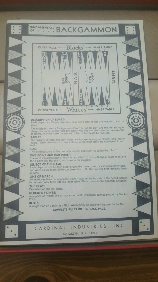 Deluxe backgammon cardinal 18x18 corklike playing board wooden pieces ...