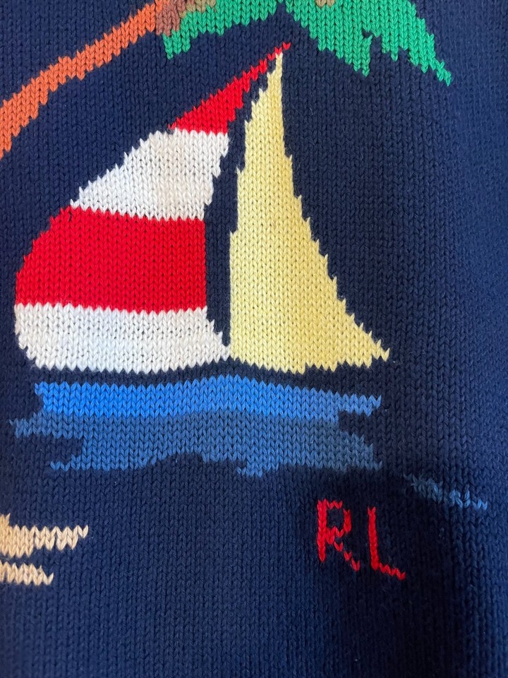 Nwot Ralph Lauren Polo Blue Nautical Intarsia Sail Jumper Women's XL ...