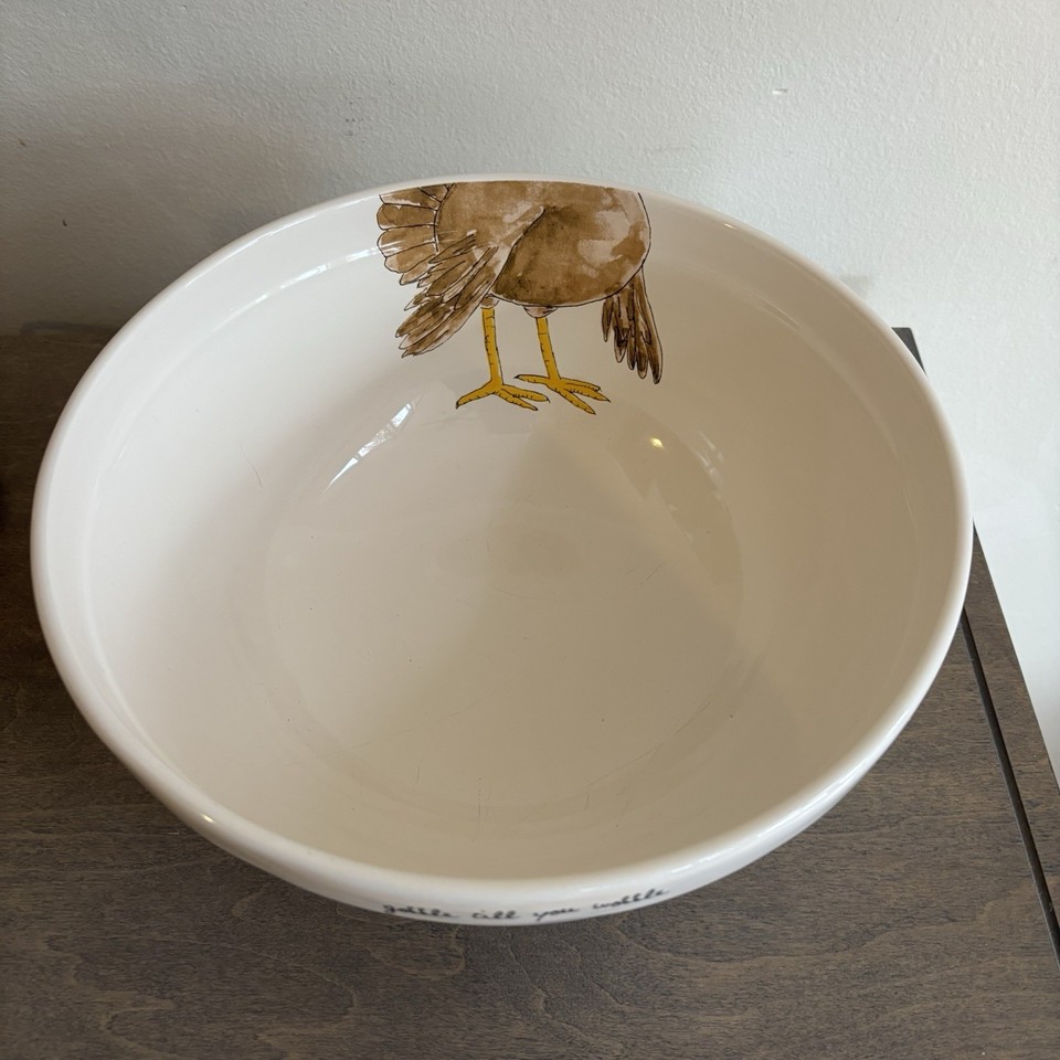 Rae Dunn THANKSGIVING TURKEY Gobble Till You Wobble Serving Bowl 10" | eBay