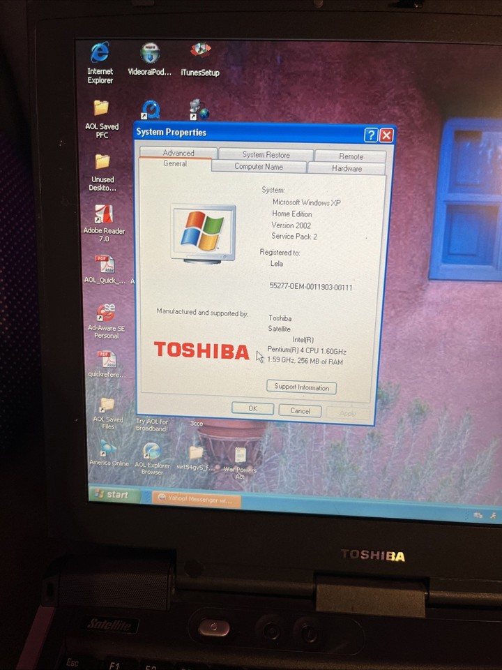 Vintage Laptop Toshiba Satellite 2405 Windows XP, Pentium 4, 256MB RAM ...