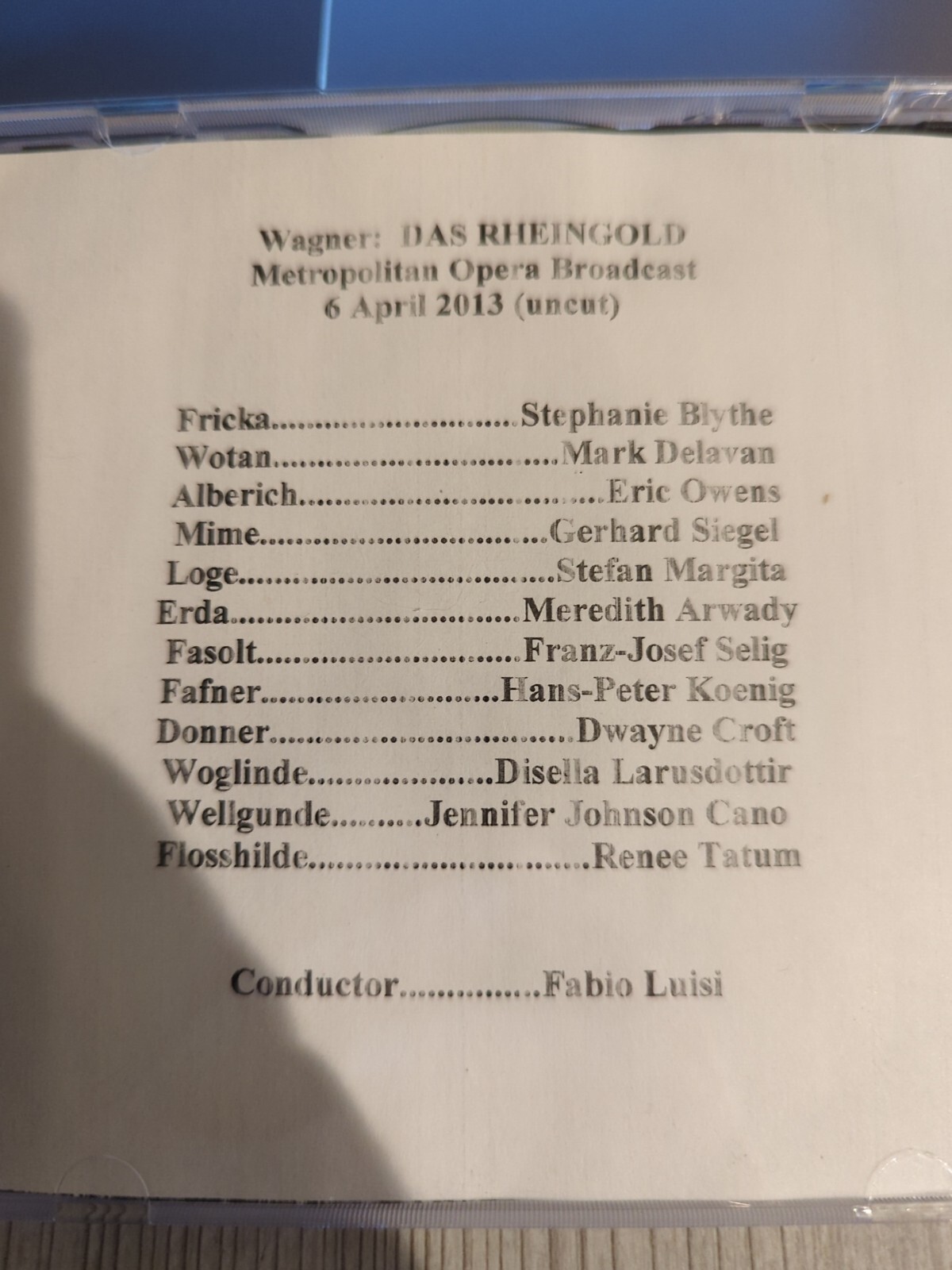 Rare Live Opera Recording CD -47 Theingold Blythe Delavan Owens Siegel ...