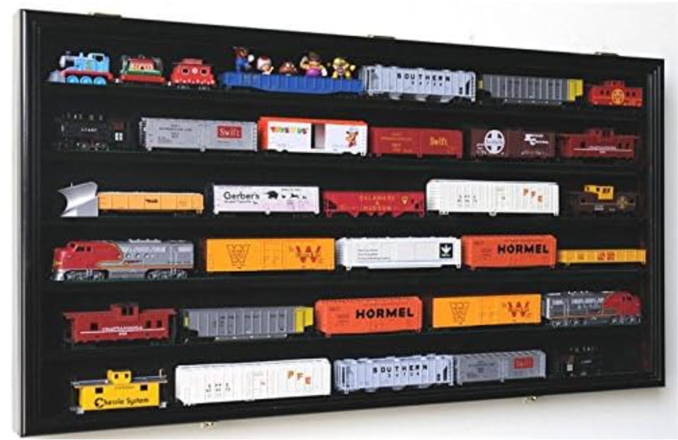 HO Scale Model Train Display Case Lockable Collection Shelf Cabinet ...