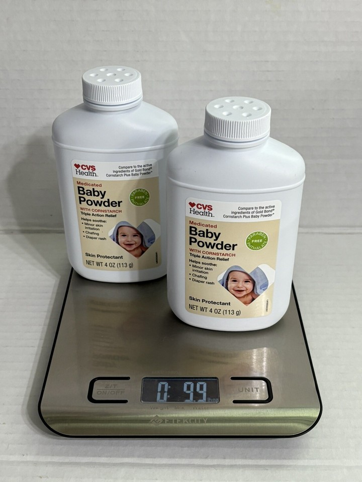 2 CVS Medicated Baby Powder w/ Cornstarch 4oz ea Compares to Gold Bond ...