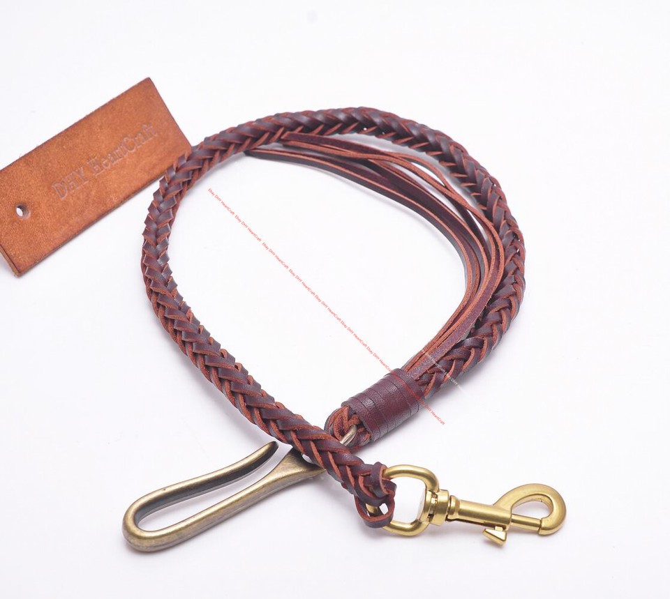 24" Handmade Brown Cowhide Leather Braided Truckers Trouser Pant Wallet ...