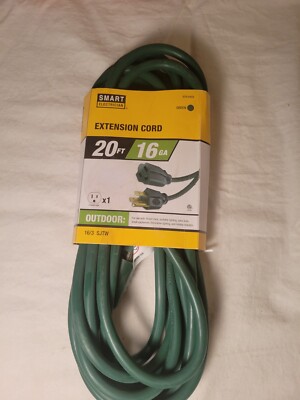 NEW 20 ft. Indoor / Outdoor rated extension cord 16 GA GREEN color | eBay