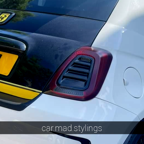 CMS Design Black Plastic Fiat 500 Rear Louvres Light Inserts Abarth/595 ...