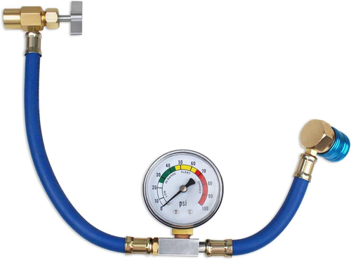 Universal R134a AC Charge Hose Kit Gauge Can Tap Valve Freon Refill ...