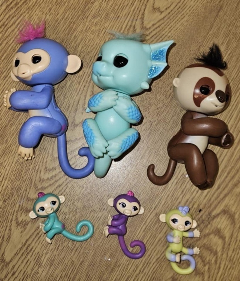Wowee Fingerling Bundle Monkey Dragon Sloth x 6 Kingsley Noa purple ...