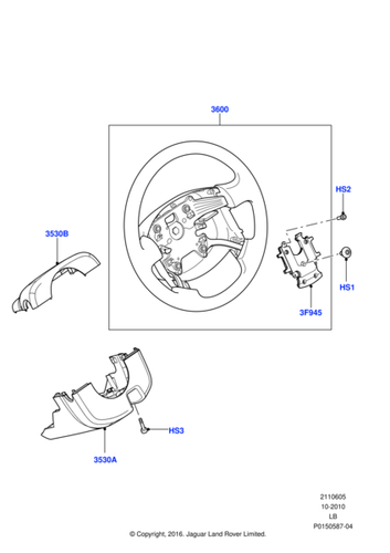 Land Rover Genuine LR015337 Steering Wheel Fits Freelander MK2 2006 ...