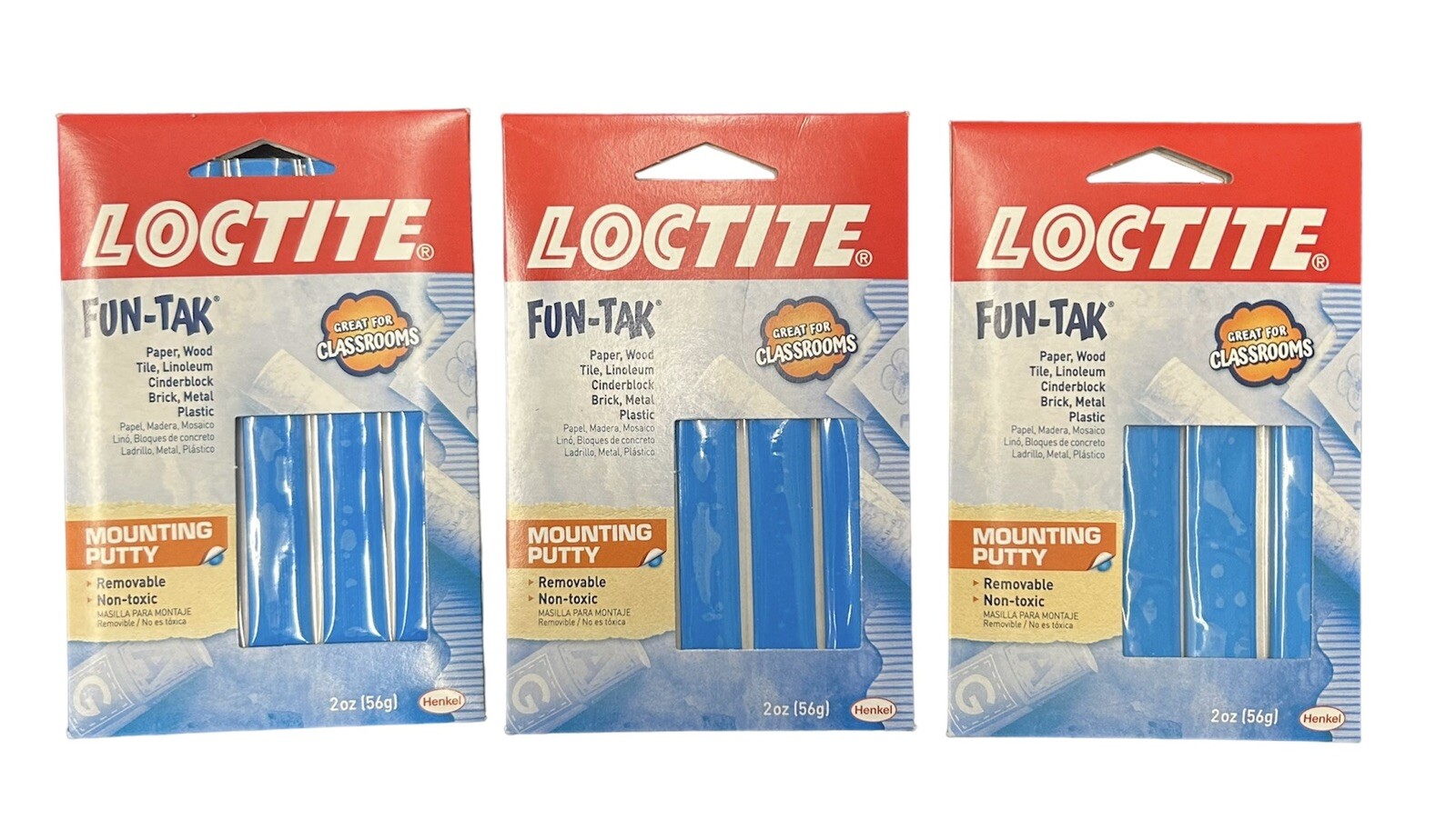 Loctite Fun-Tak Mounting Putty Blue, 2 oz Removable Non Toxic Lot of 3 ...