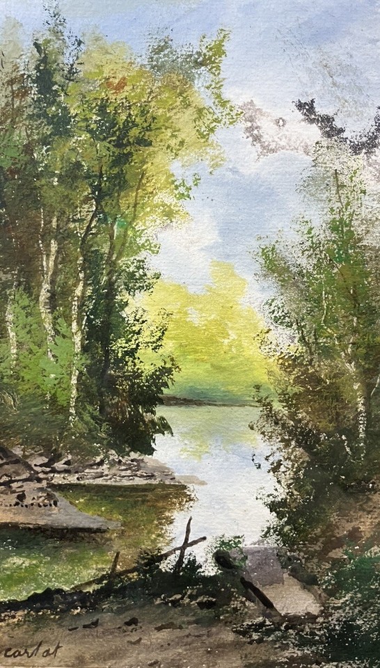 Oil And Gouache French School XIX-XX Landscape Lacustrine Signed | eBay UK