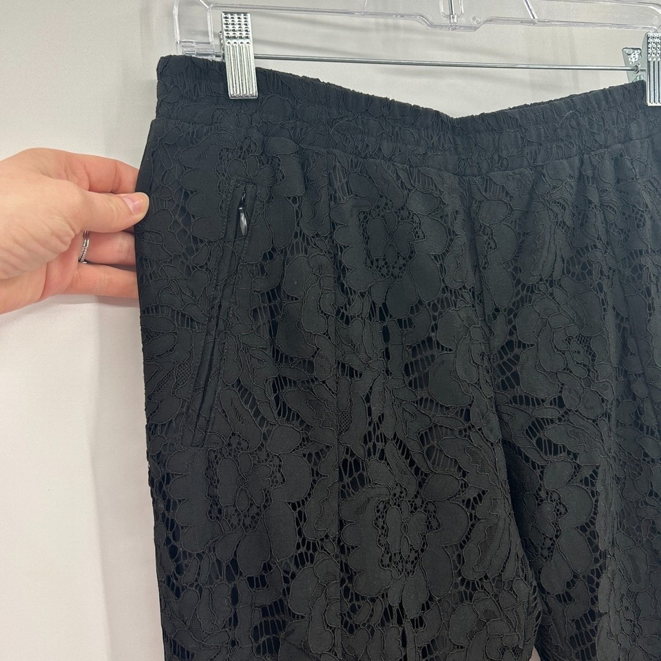 NWT CHASER Black Lace Pull On Slim Leg Ankle Zip Trouser Pants Size ...