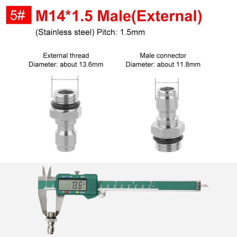 Pressure Washer Hose Connector 1/4 Quick Disconnect M14 M22 Male Female ...