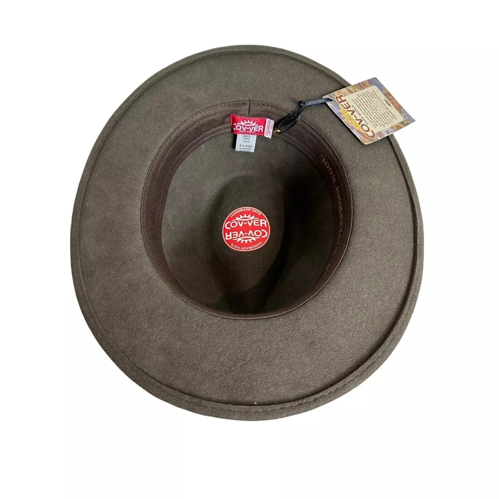 Australian Wool Hat Taupe Waterproof Outback Flat Brim with Leather ...