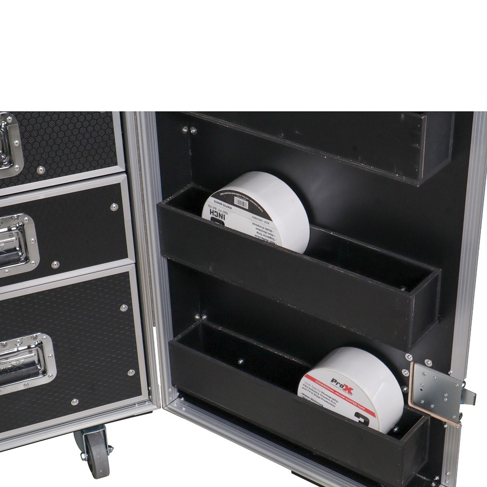 ProX XS-6DMIC25W Flight Style Mic Stand + Drawer Combo Case w/ Side ...