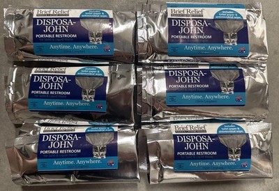 LOT OF 6 Brief Relief Disposa John Disposable Urinal Bags / Portable ...