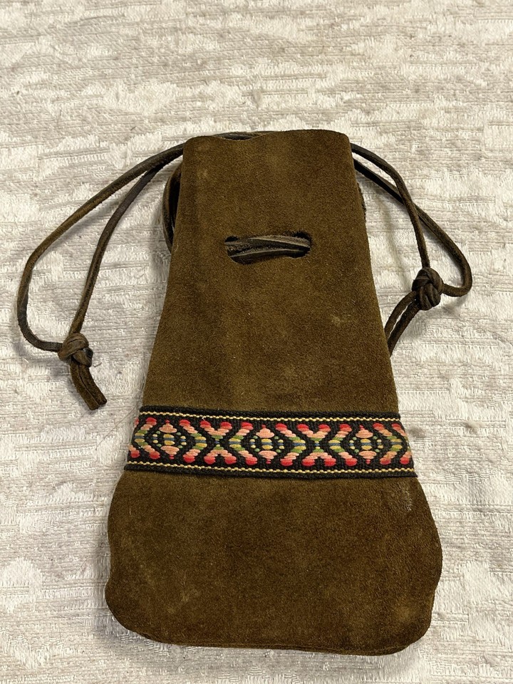 Vintage Suede Leather Drawstring Marble Bag Sack Pouch -- 8083 | eBay