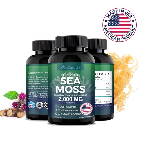 Organic Sea Moss Complex with Bladderwrack and Burdock Root 2000 mg 60 ...