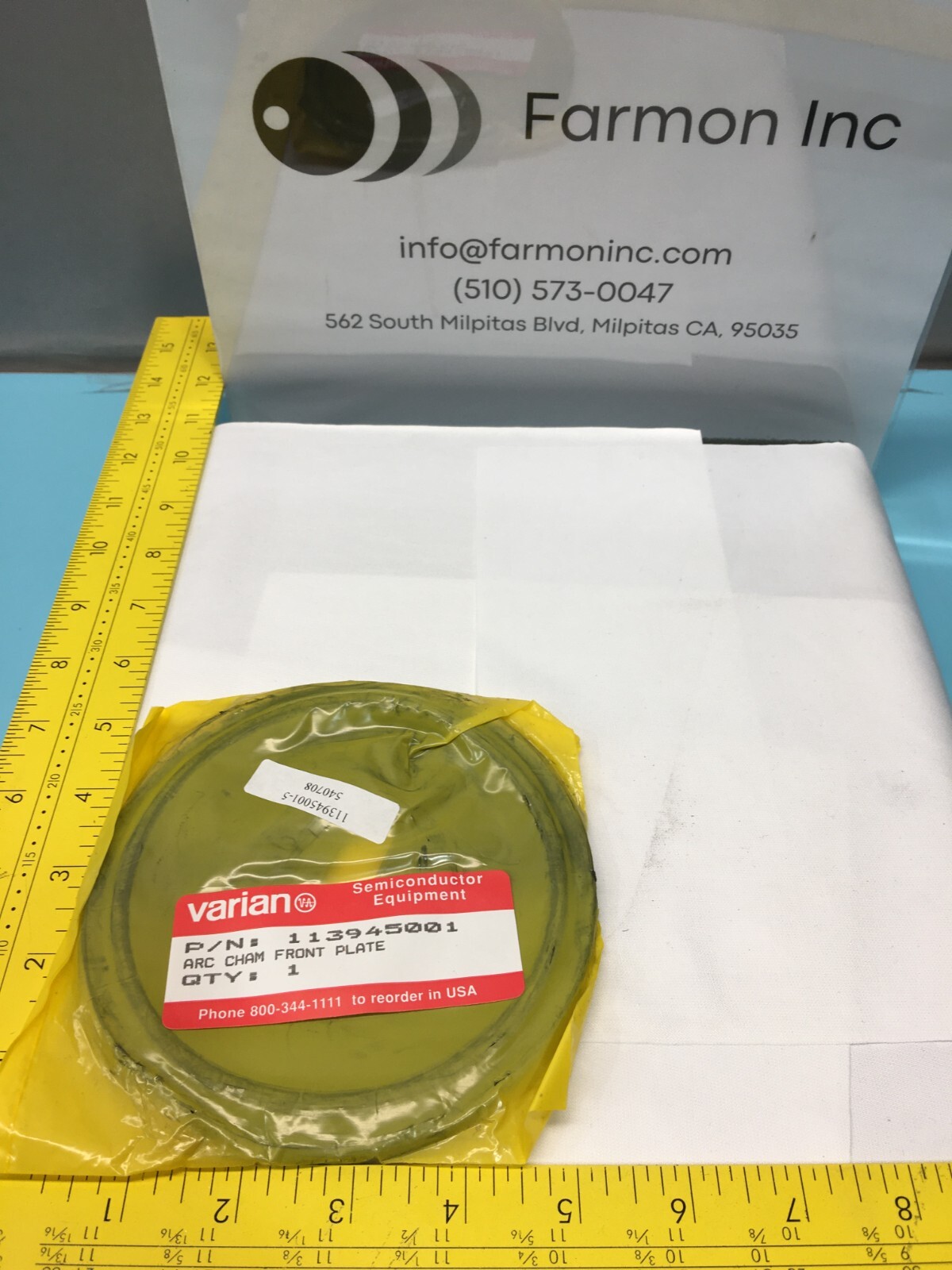 VARIAN 113945001 PLATE CHAMBER FRONT ARC, 143786 | eBay