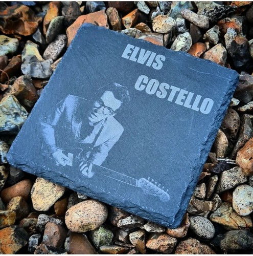 Elvis Costello Slate Coaster Laser Engraved Coffee Tea Drink Table Gift ...