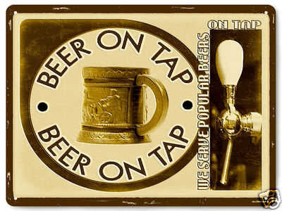 BEER ON TAP METAL sign Beer garden vintage style pub mancave GIFT Wall ...