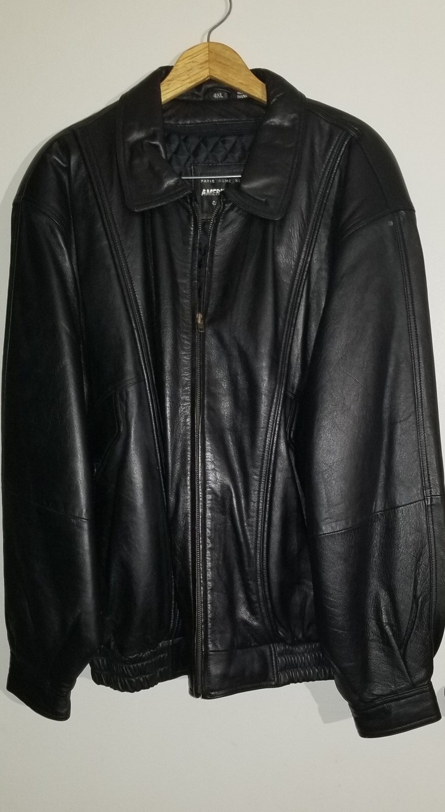 Genuine Leather Jacket Lined vtg American Born Black … - Gem