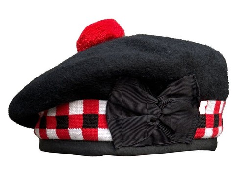 BALMORAL SCOTTISH DICED BLACK ACRYLIC WOOL HAT CAP/Highland Balmoral ...