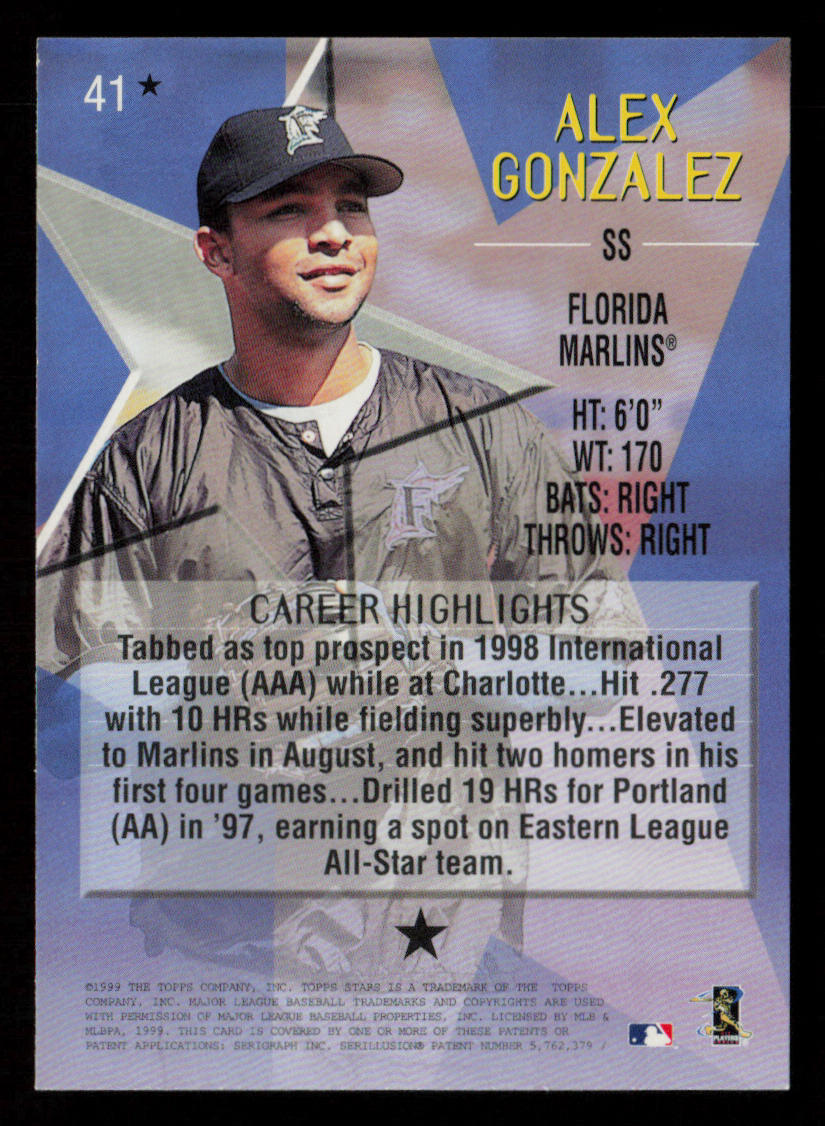 1999 Topps Stars - Alex Gonzalez #41 for sale online | eBay