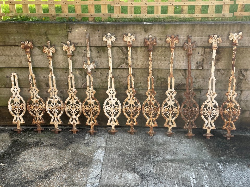12 Antique Double Sided Ornate Garden Cast Iron Railings Fence Post ...