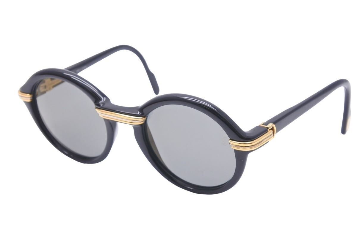 Cartier Vintage Trinity Round Sunglasses Blue Black Unisex Cartier Vintage Trinity Round Sunglasses Blue Black Unisex