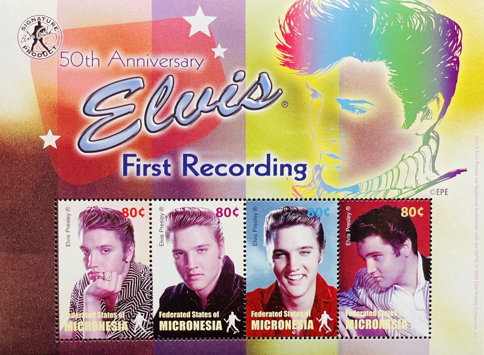 MICRONESIA ELVIS PRESLEY 50TH ANNIVERSARY OF FIRST RECORDING STAMPS ...