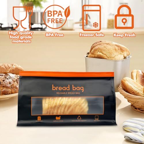 Bread Bags for Homemade Bread 2 Pack Reusable Zipper Sourdough Bread 2 ...