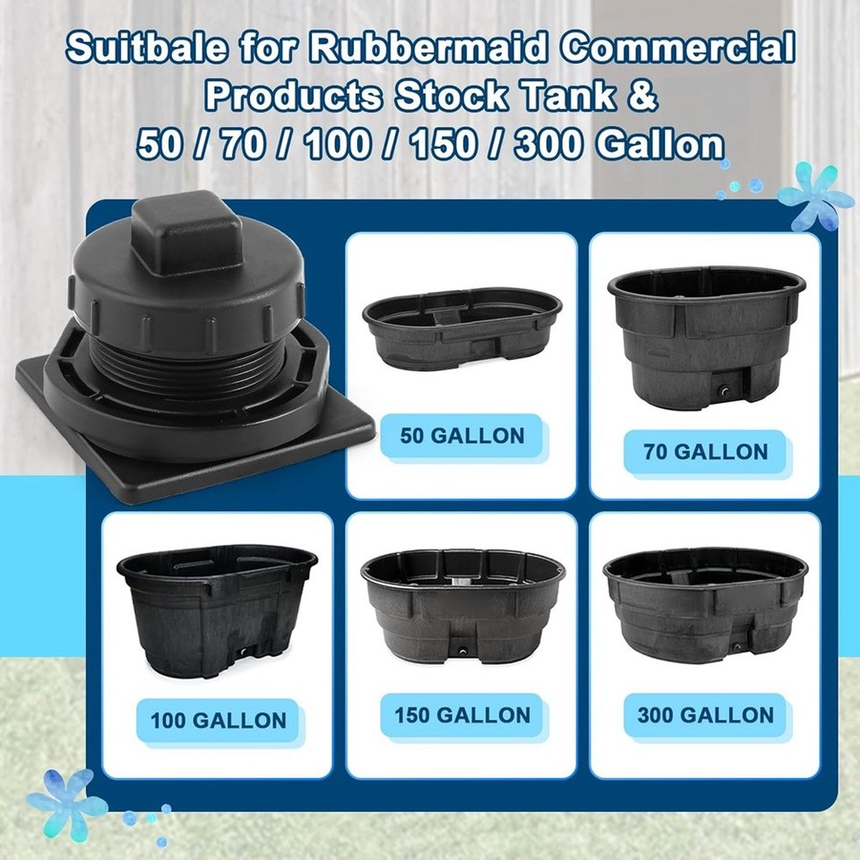 Stock Tank Plug Kit Stock Tank 50/70/100/150/300 Gallon Stock Tank ...
