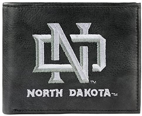 University of North Dakota Fighting Hawks Premium Black Leather Wallet ...