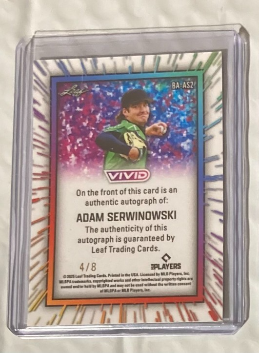 2025 LEAF VIVID BASEBALL ADAM SERWINOWSKI AUTO 4/8 BEAUTIFUL REFRACTOR ...