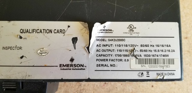 Emerson S4K2U2000C 120v-ac 1746w Backup UPS for sale online | eBay