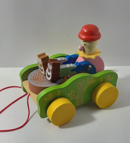 Child safe Artistic Handmade Joker Beating Drums Toddler Wooden Pull ...